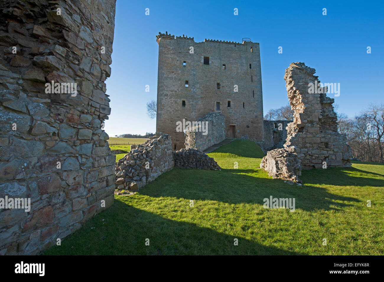 The view to David's Tower or Castle from the walls of Spynie Palace. at ...