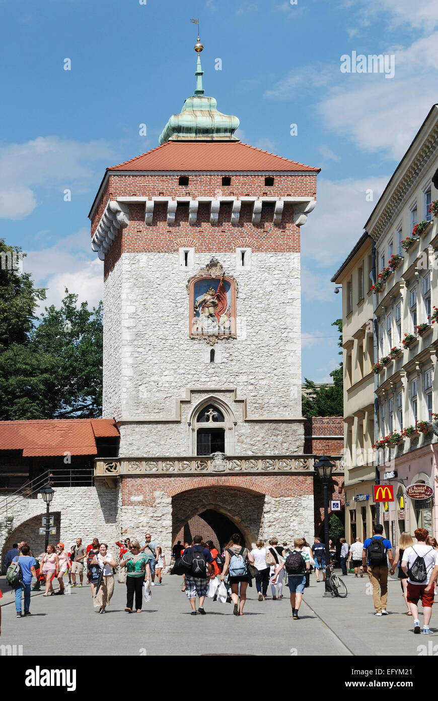 Saint Florian's Gate in the old city walls of Krakow in Poland Stock ...