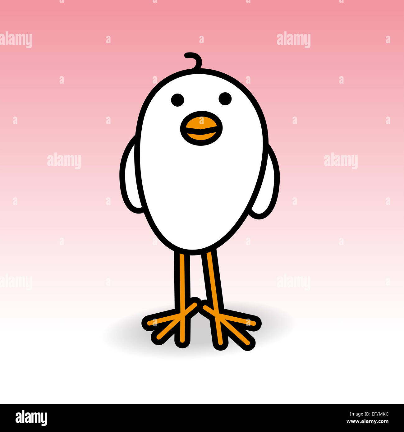 Single Small Cute White Smiling Chick Staring towards camera on White ...