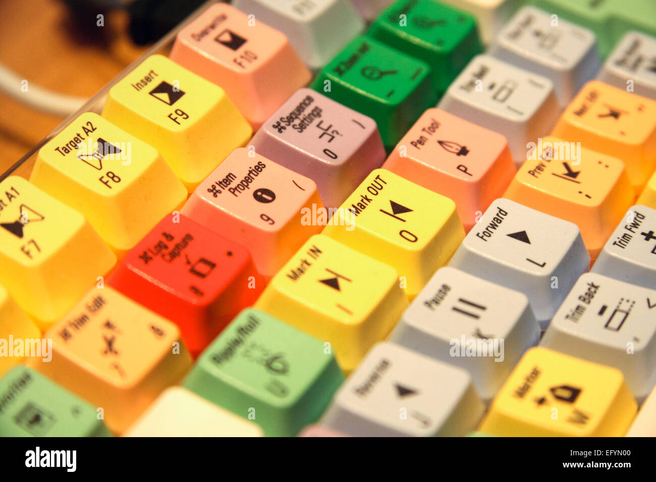 Close up of keys on a video editing keyboard Stock Photo - Alamy
