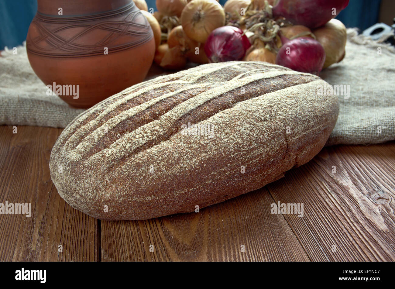 rustic rye bread - Freshly baked traditional bread Stock Photo - Alamy