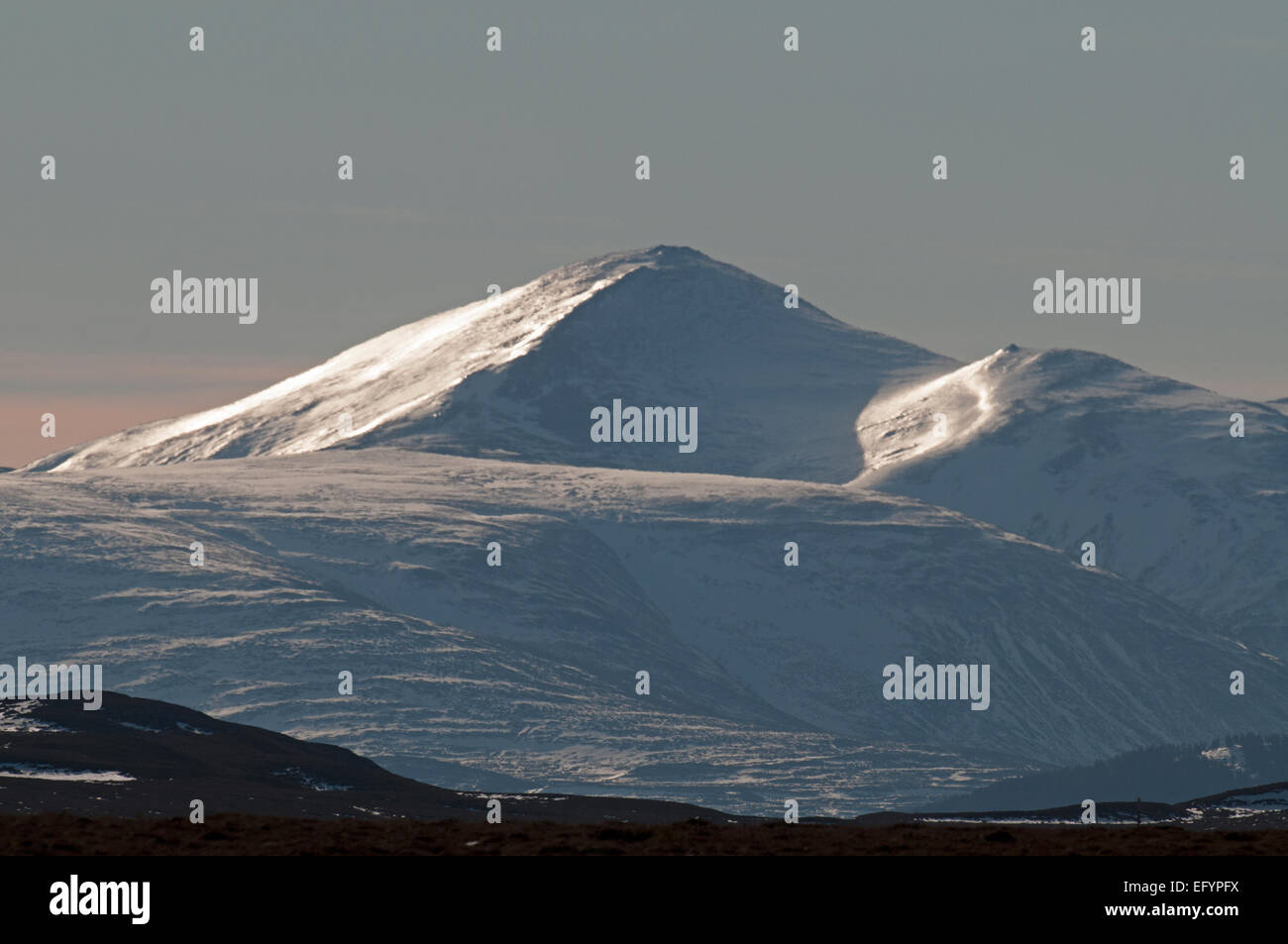 Bynack More and Bynack beag snow covered peaks in the Cairngorms ...