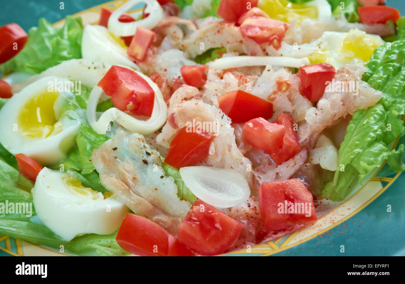 Ensalada de bacalao - salted cod salad.Traditional Catalan salad Stock ...