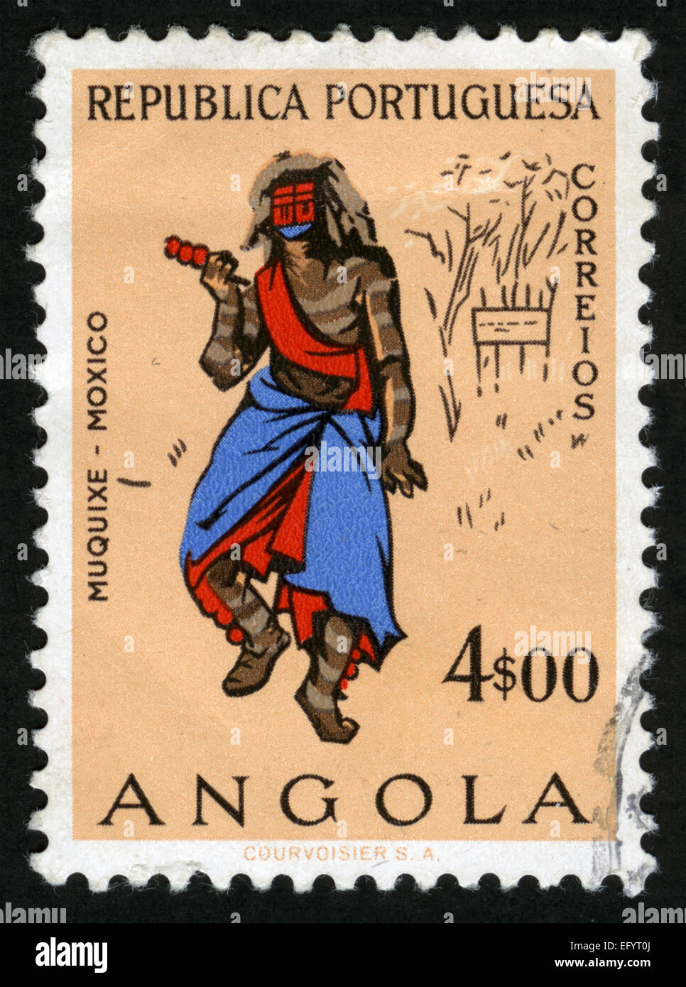 Angola, post mark, stamp,folklore, costumes, clothing Stock Photo - Alamy