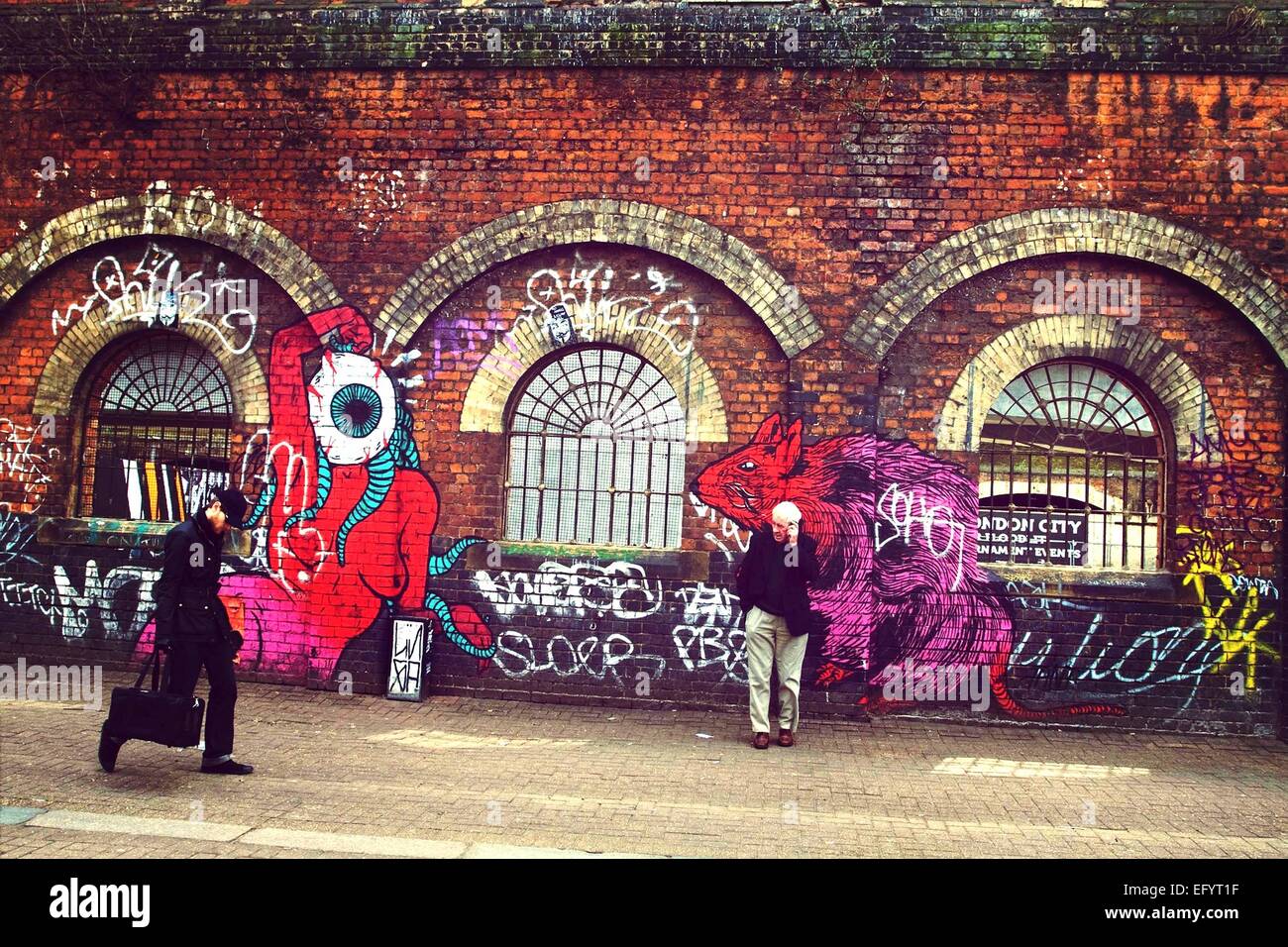 Graffiti arts painted by unknown street artist on the walls examples in ...