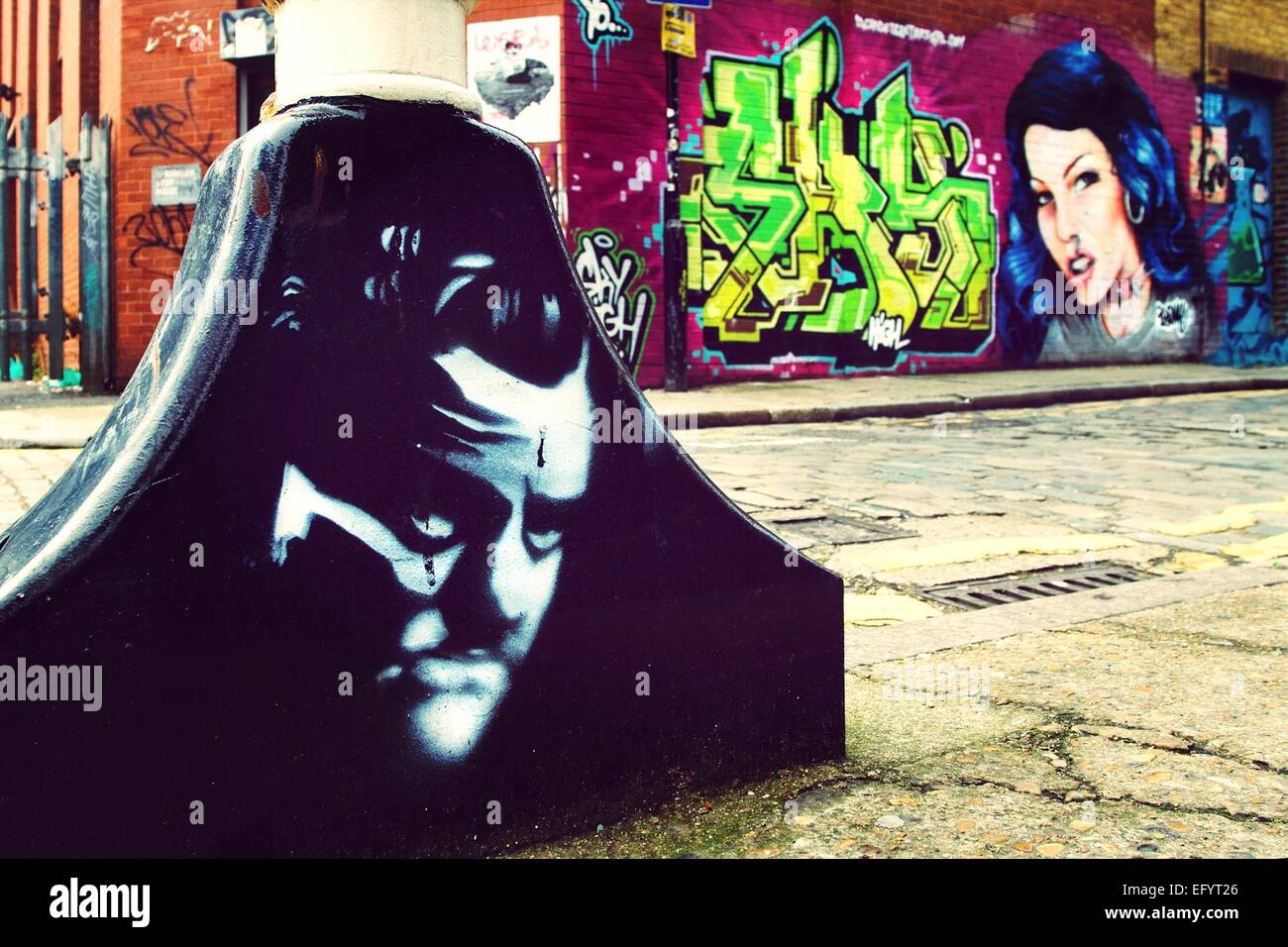 Graffiti arts painted by unknown street artist on the walls examples in ...