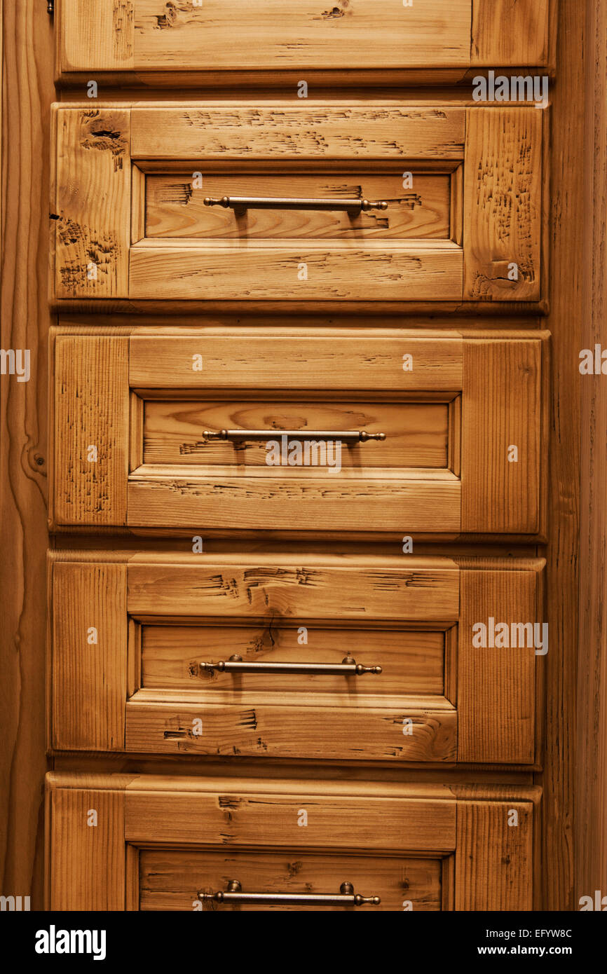 Handmade drawers in pine wood Stock Photo - Alamy