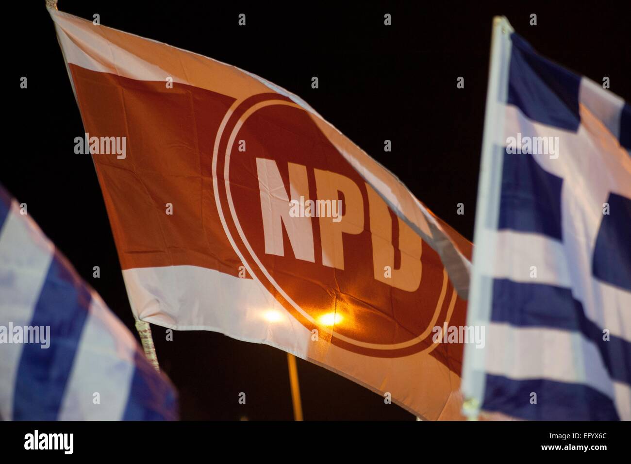 Flags of Greece and German NPD (National Democratic Party of Germany ...