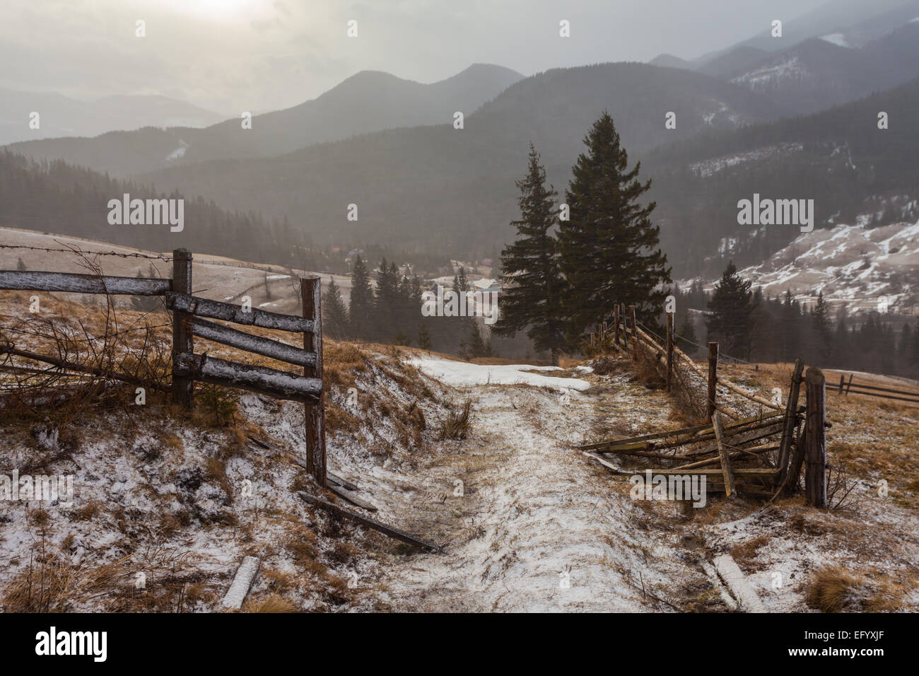 Snowy mountains before storm. The Ukraine landscape Stock Photo - Alamy