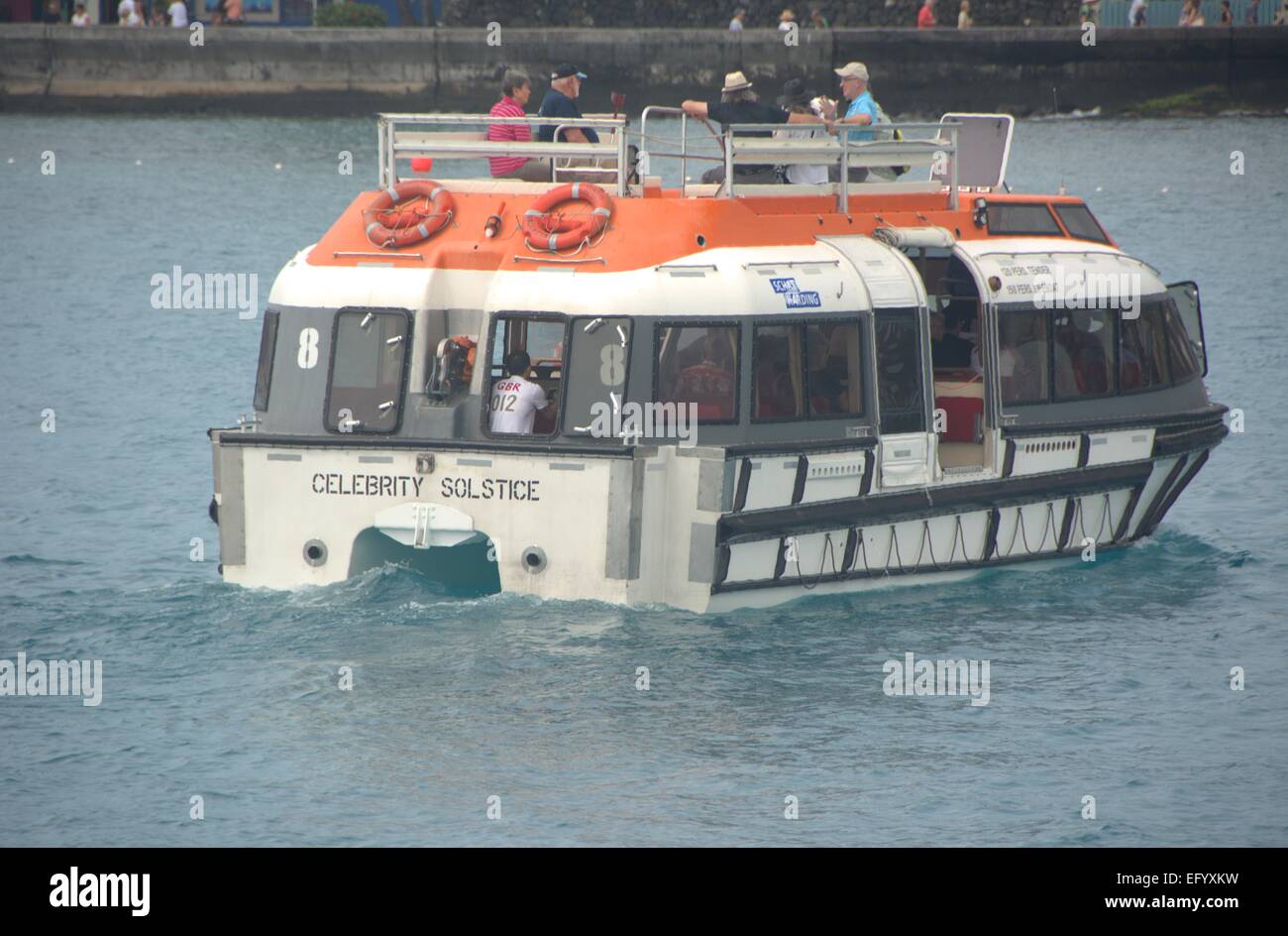 Cruise tender to port Stock Photo - Alamy