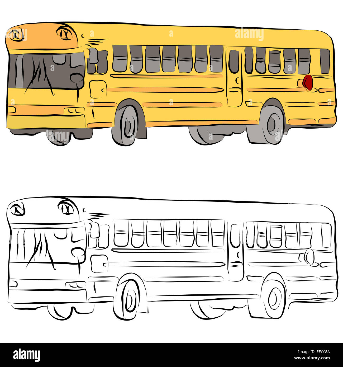 School bus line drawing Cut Out Stock Images & Pictures - Alamy