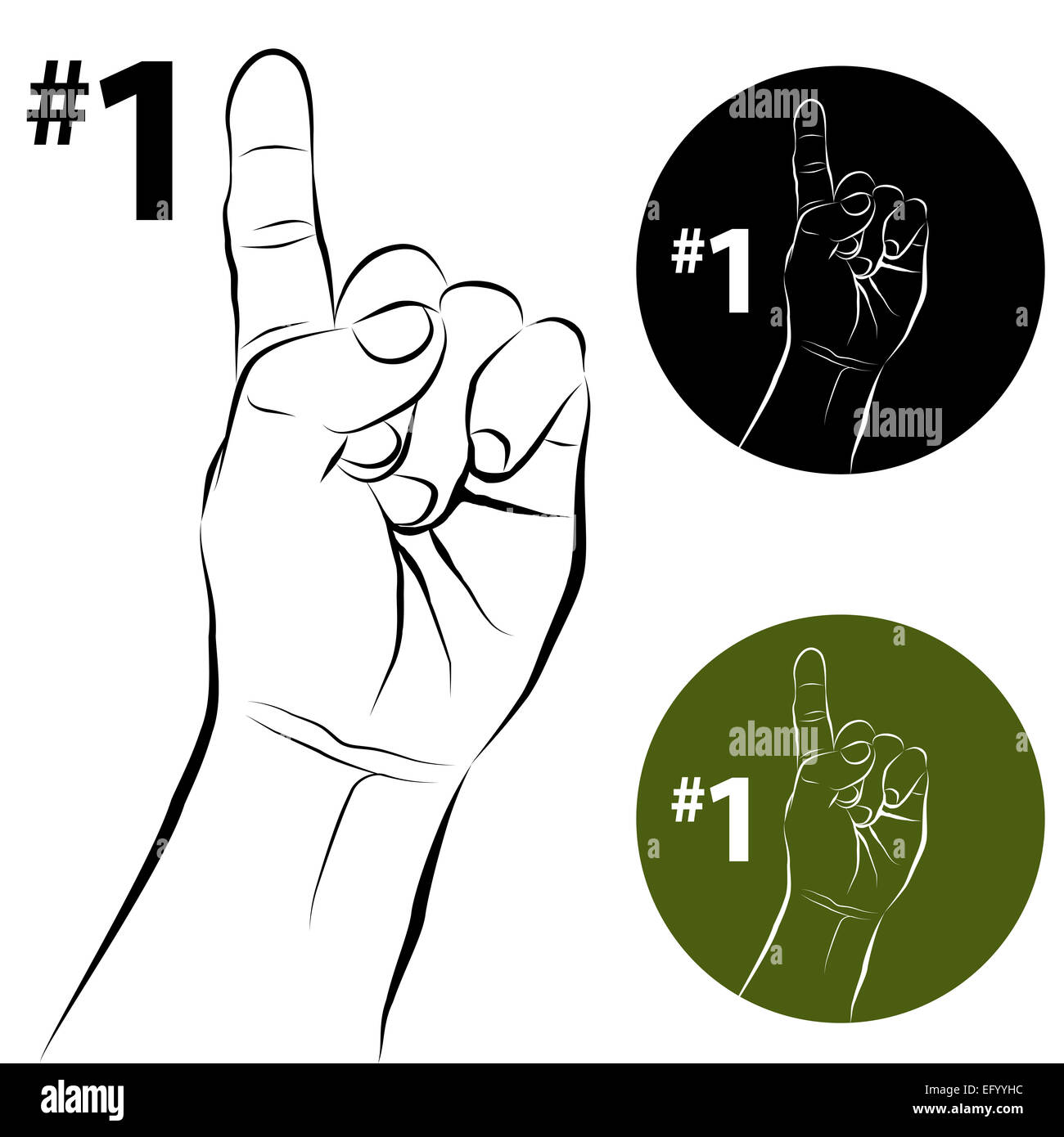 An image of a number one hand gesture line drawing Stock Photo - Alamy