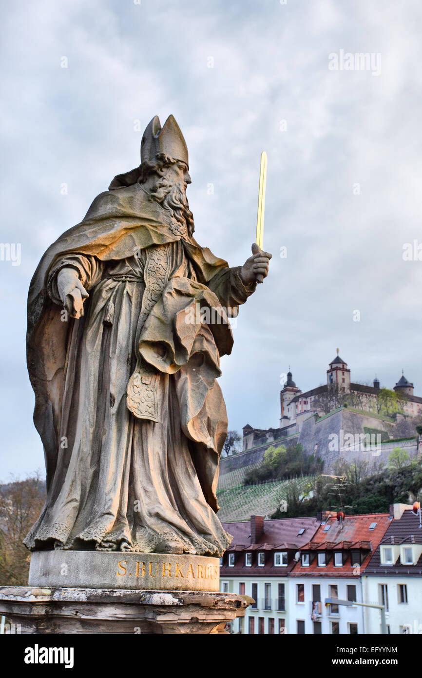 Sculpture on Old bridge in Wurzburg, Germany (1730 A.D Stock Photo - Alamy