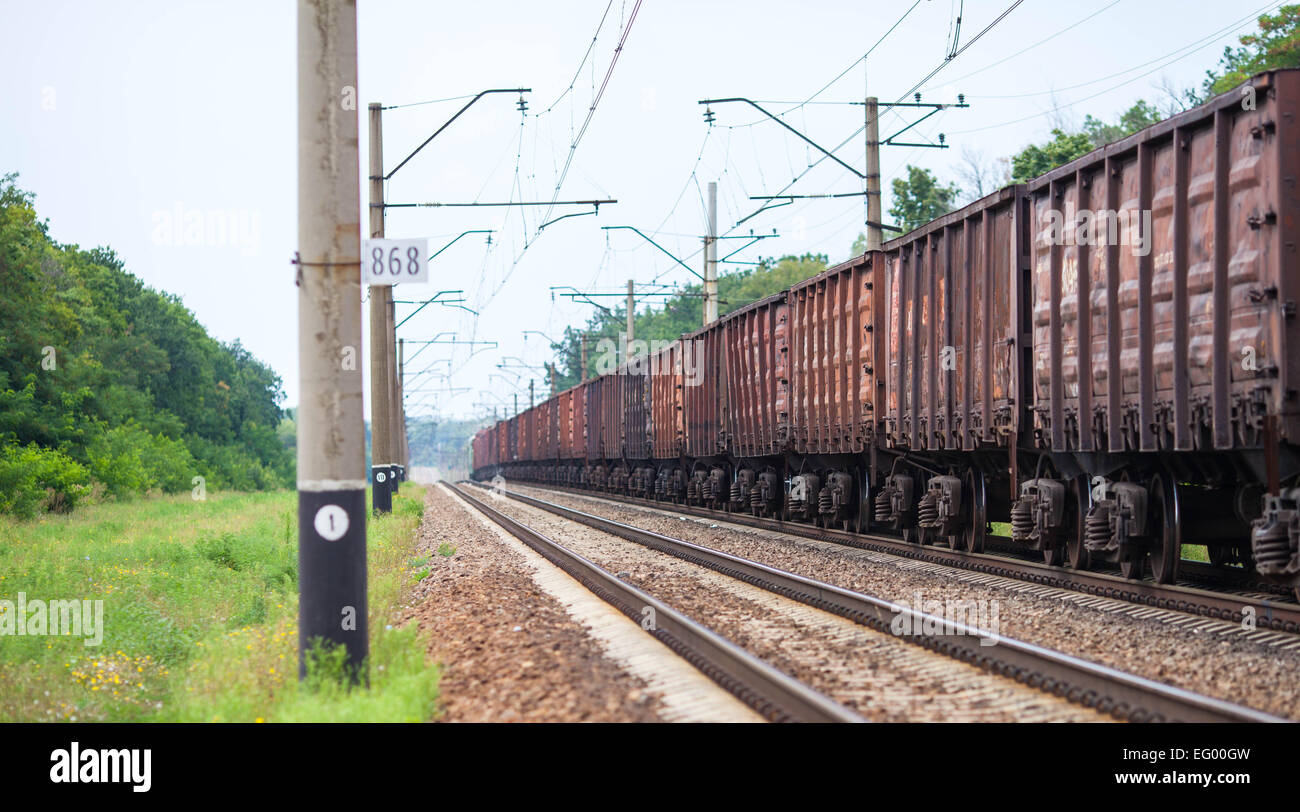locomotive on the railroad rides in the afternoon Stock Photo - Alamy
