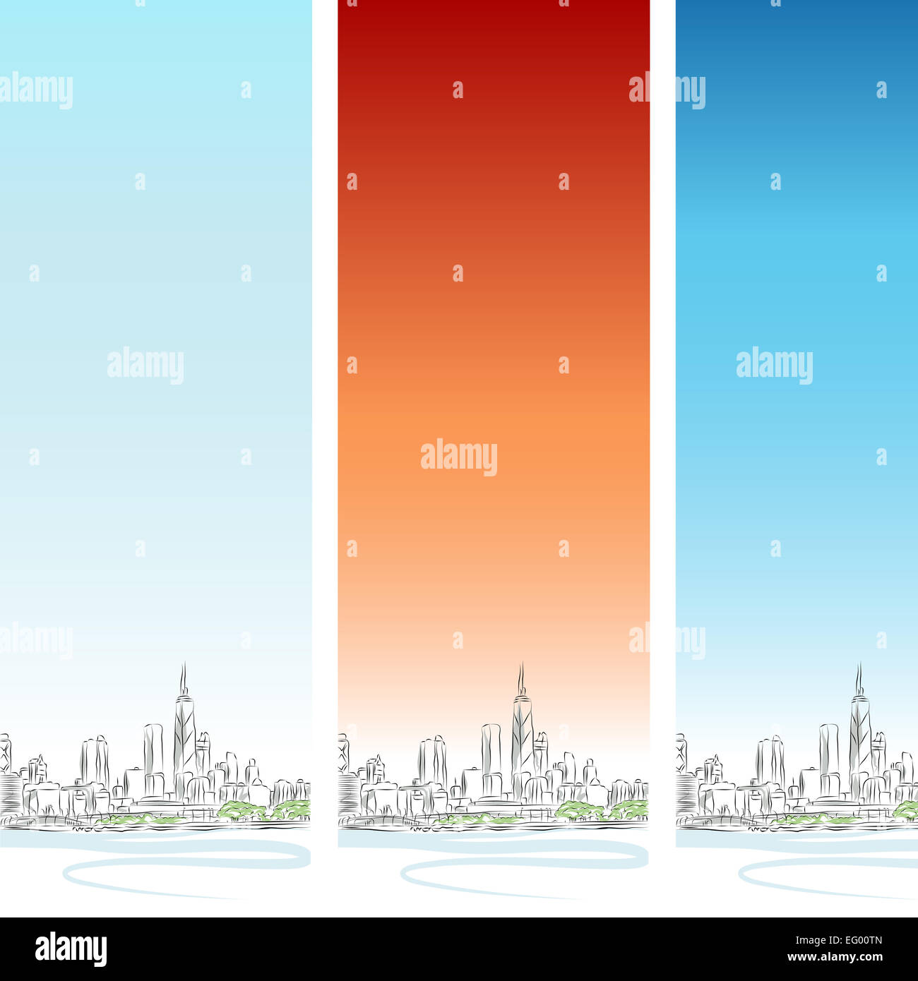An image of a Chicago cityscape vertical banner set Stock Photo - Alamy