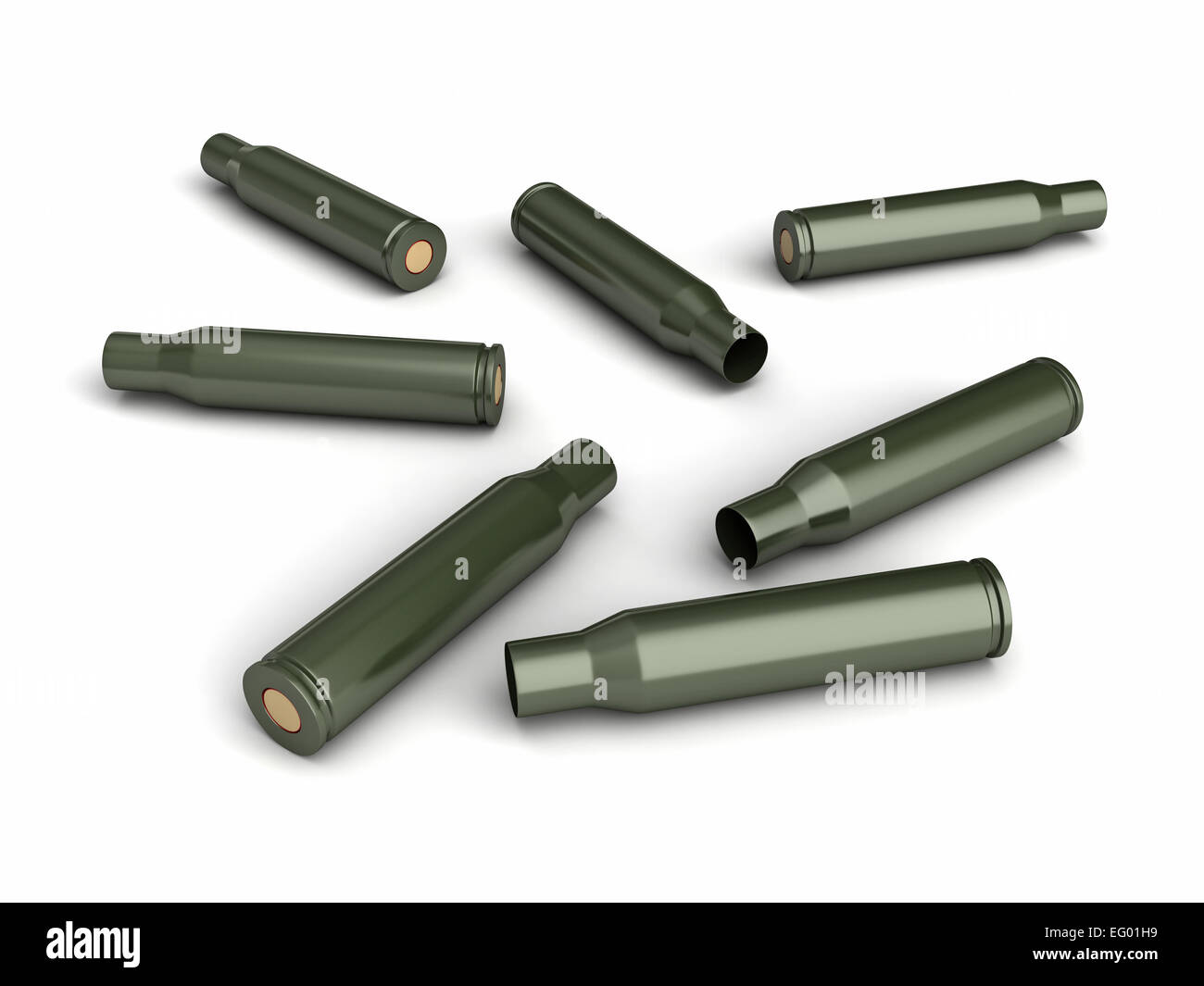 3d render of empty bullet shells Stock Photo - Alamy
