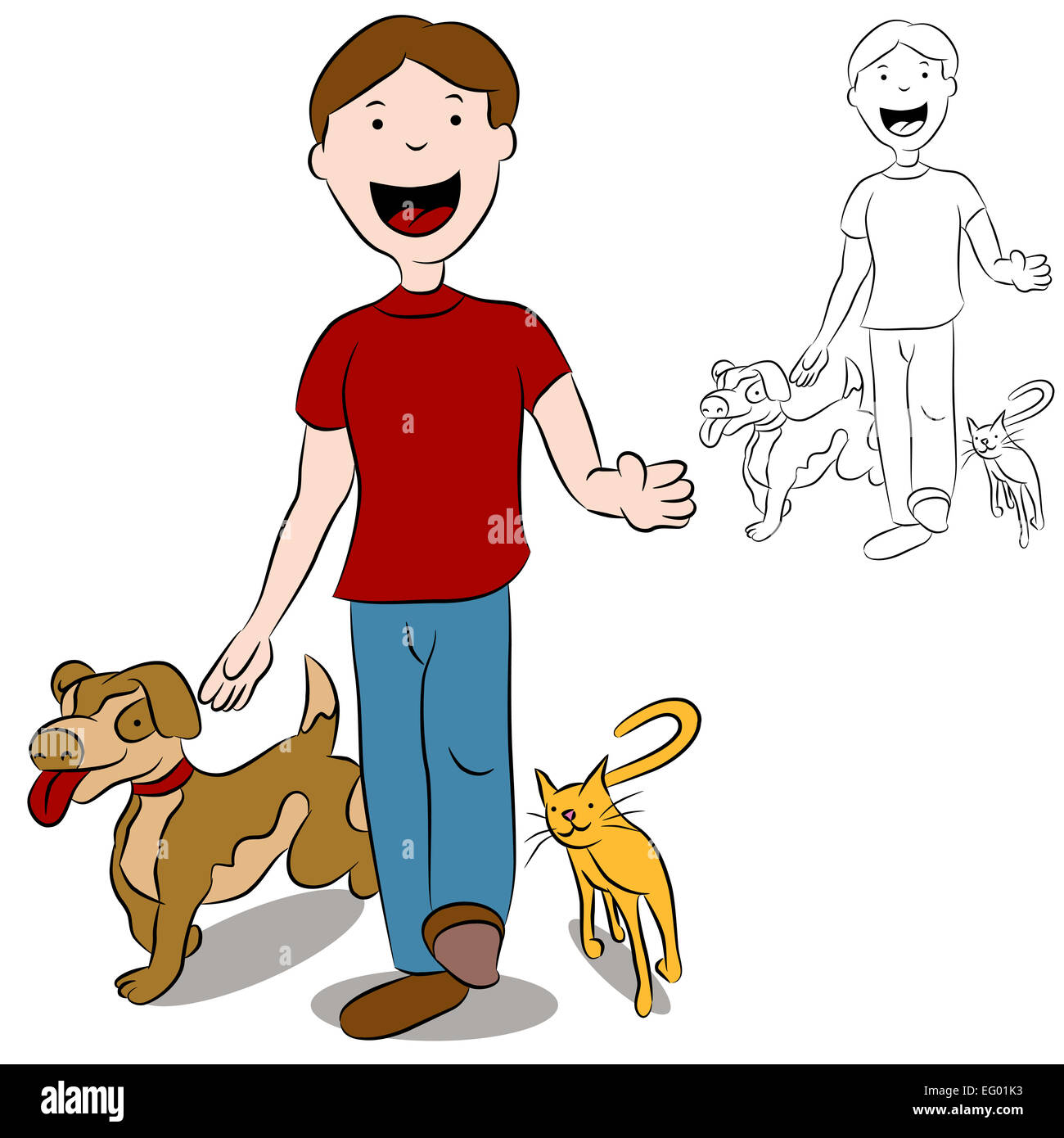 Happy man cat dog Cut Out Stock Images & Pictures - Alamy