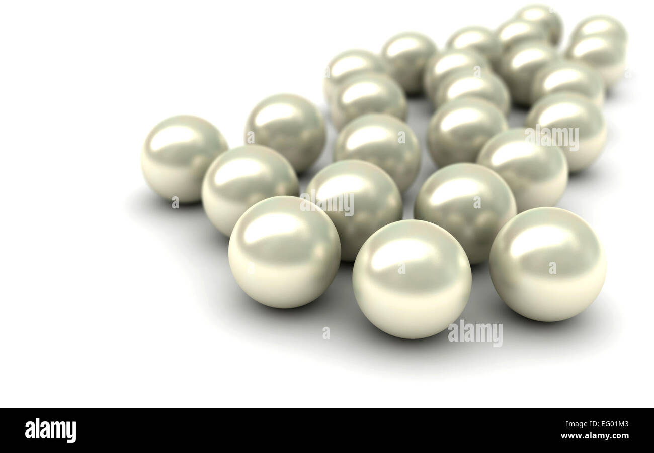 3D render of pearls over white background Stock Photo - Alamy