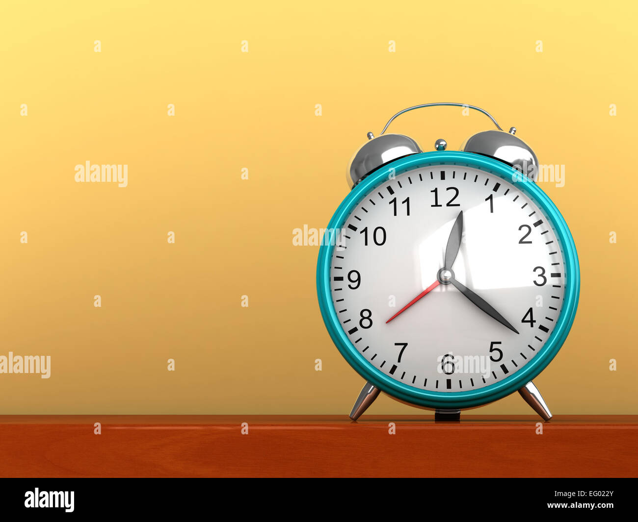 3d render of cyan clock on yellow background Stock Photo - Alamy
