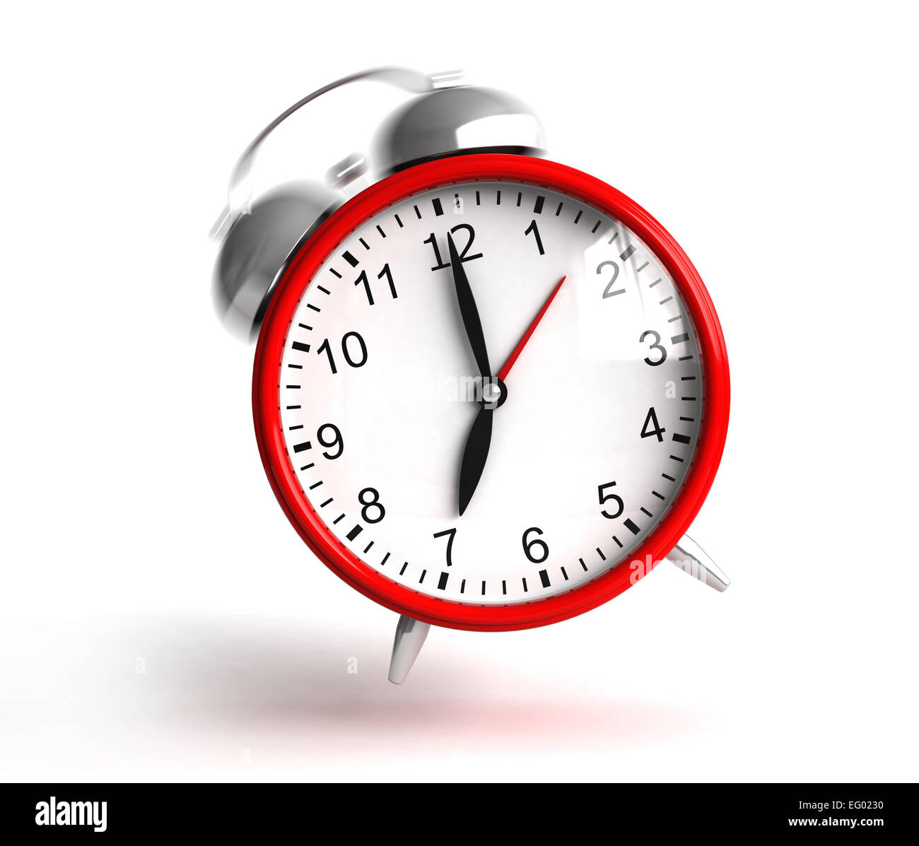 3d render of ringing red clock on white background Stock Photo - Alamy