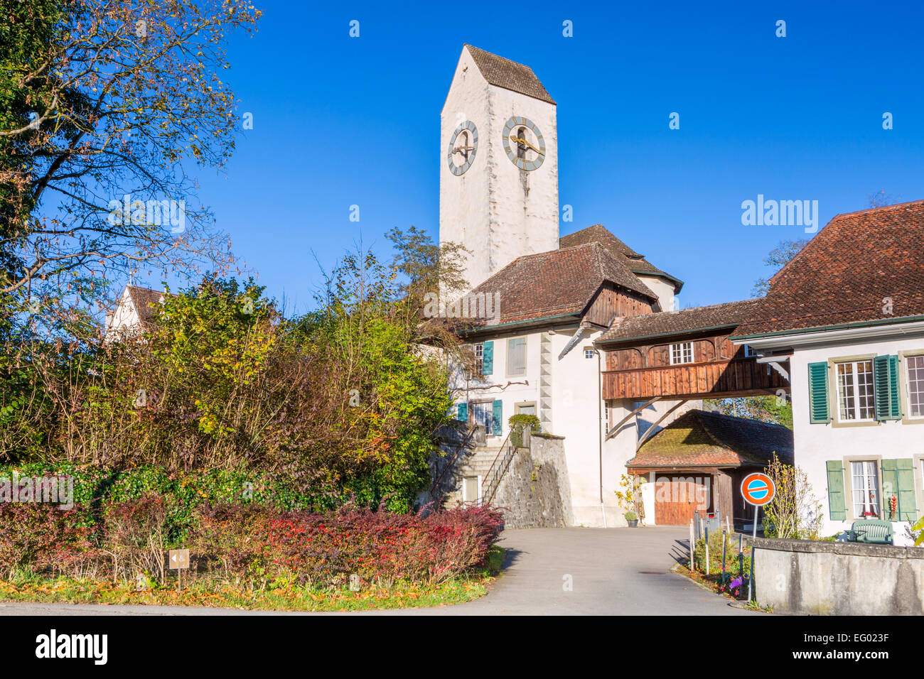 The church of Amsoldingen near Thun, in front of the Stockhorn mountain ...