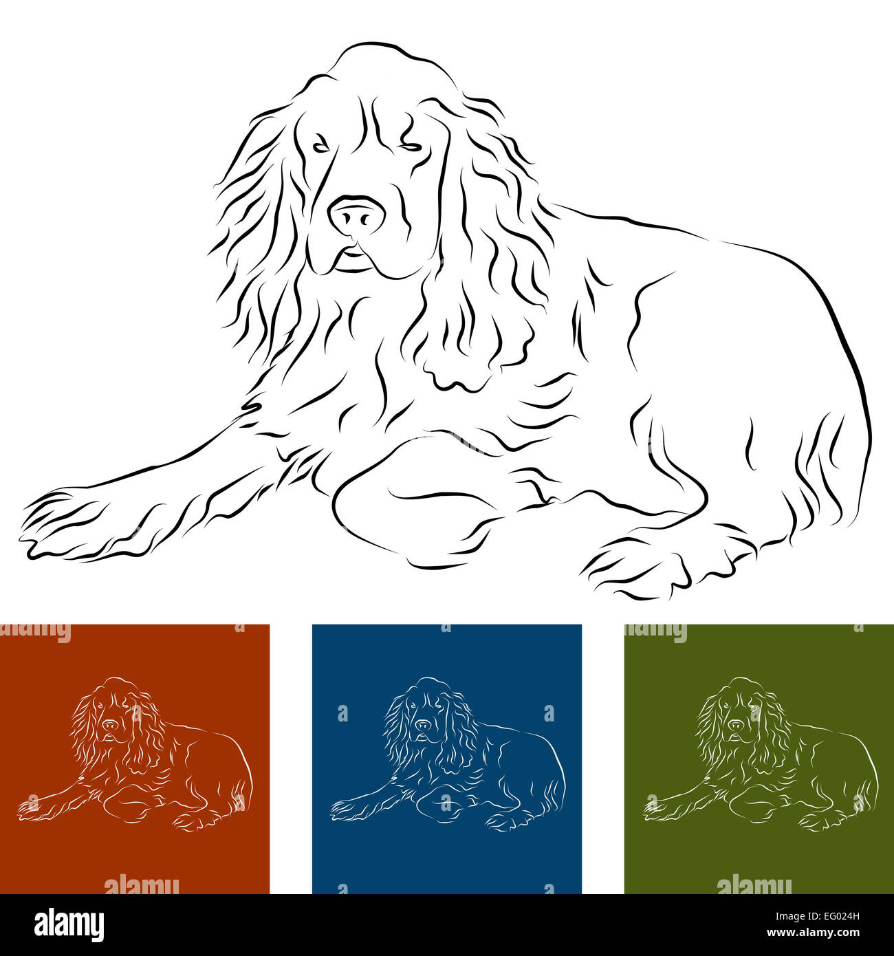 An image of a cocker spaniel line drawing Stock Photo - Alamy