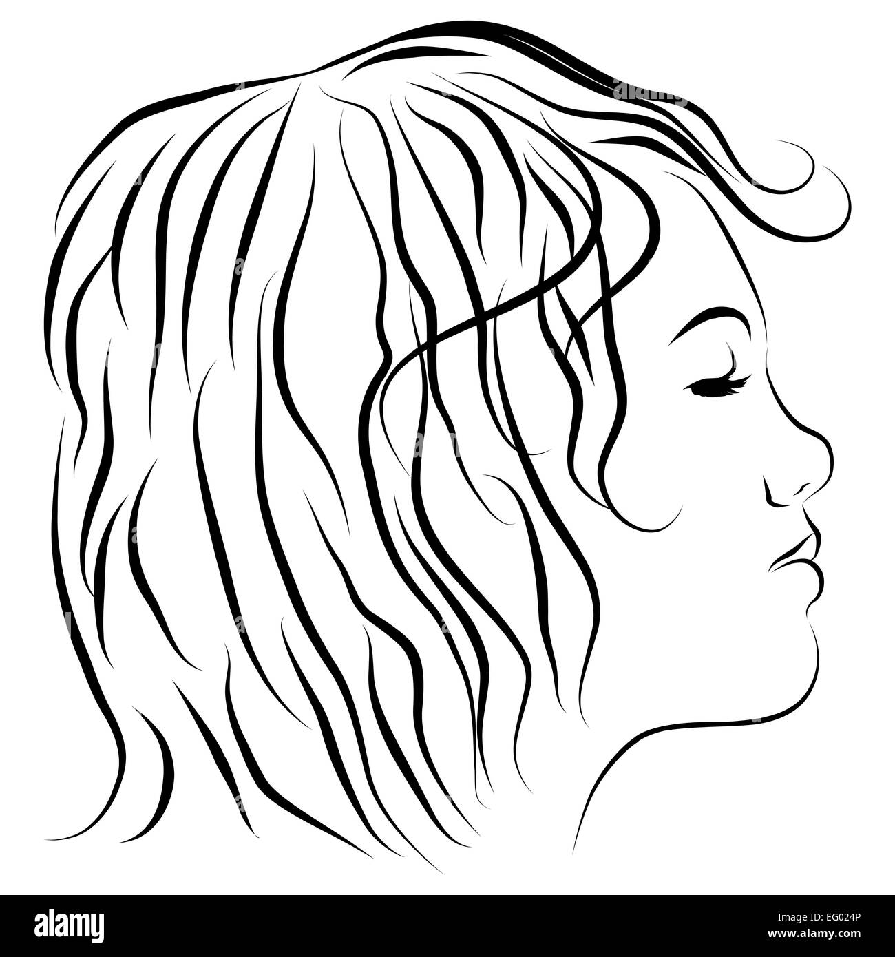 Line beauty girl head Cut Out Stock Images & Pictures - Alamy