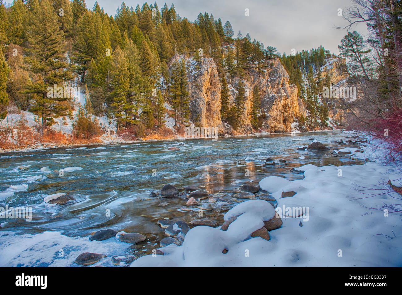 Winter Mountain River Landscape Stock Photo - Alamy