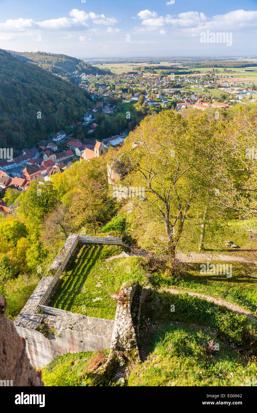 Ferrette view from ruins of the castle, Haut Rhin, Alsace, France Stock ...