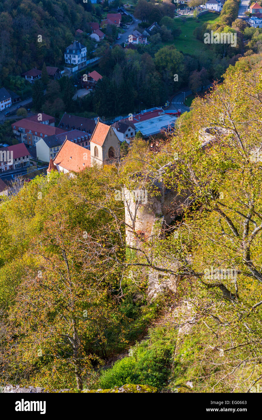 Ferrette view from ruins of the castle, Haut Rhin, Alsace, France Stock ...