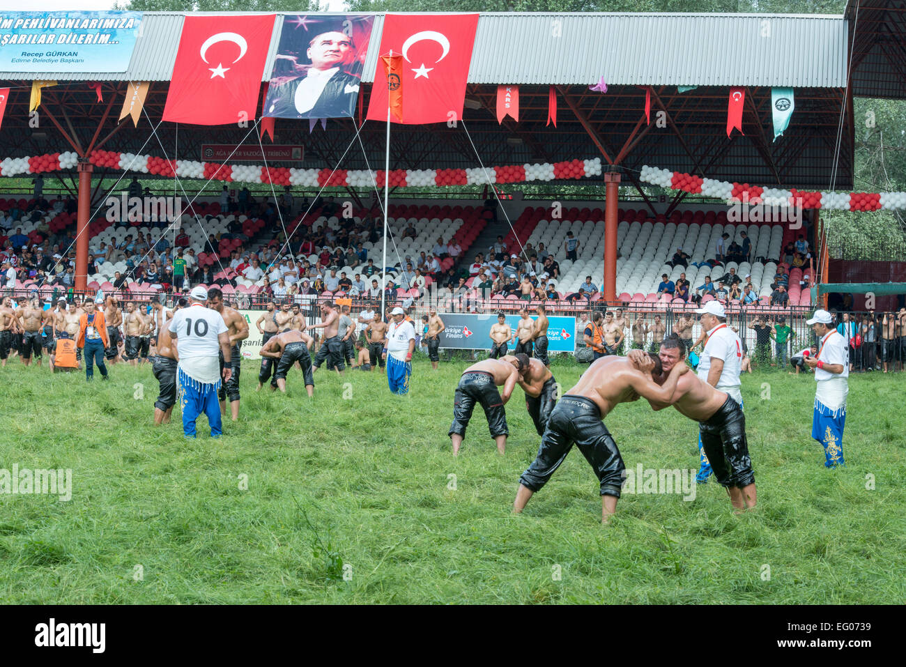 Wrestlers Fighting, Kirkpinar Stock Photo - Alamy