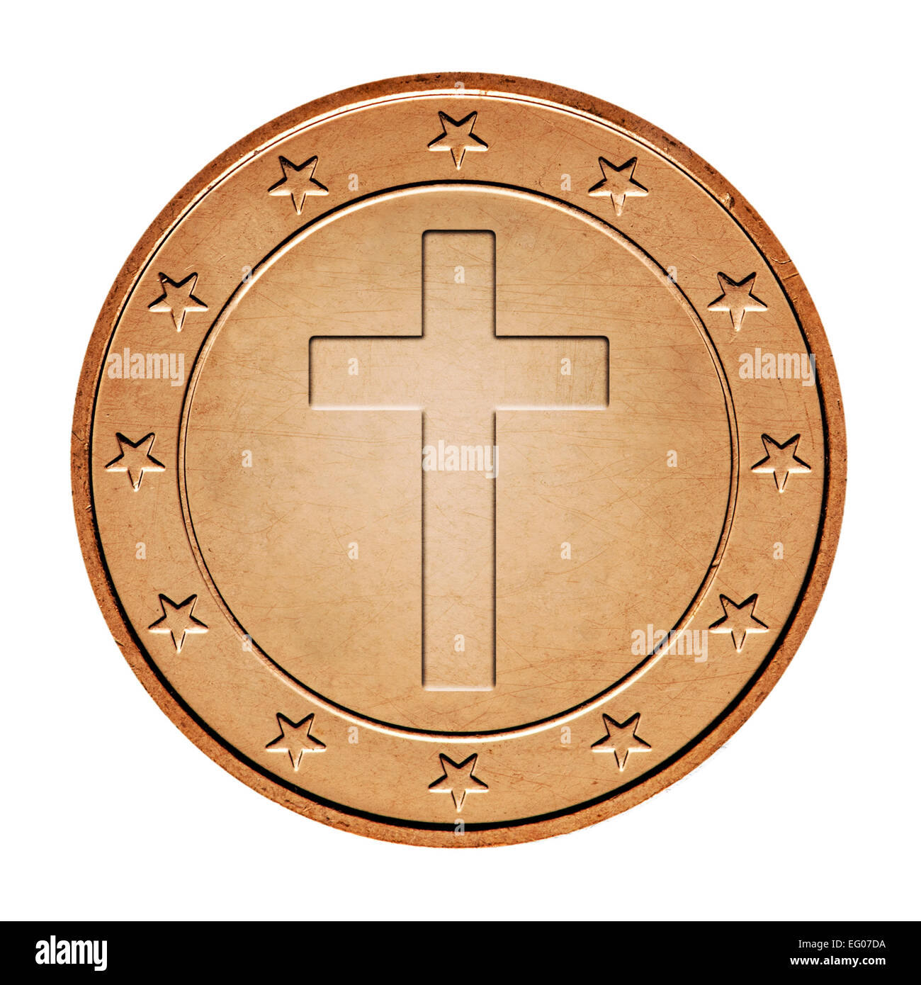 Bronze coin with cross Stock Photo - Alamy