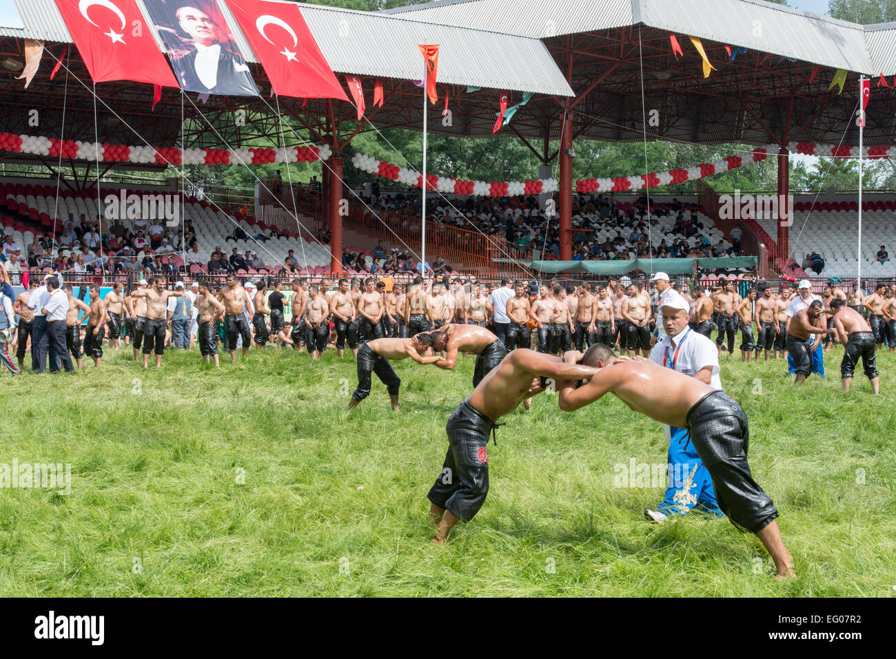 Wrestlers Fighting, Kirkpinar Stock Photo - Alamy