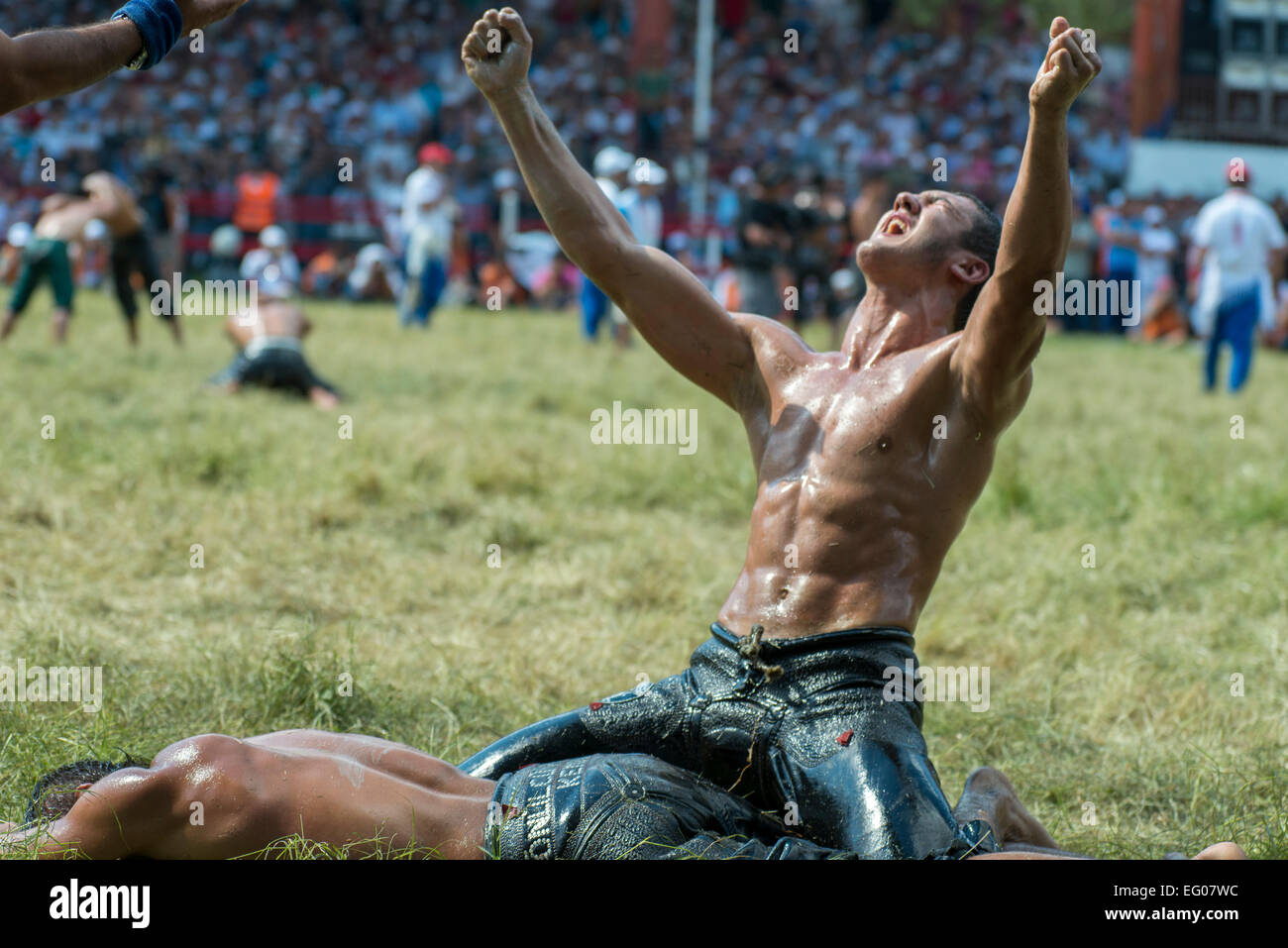 The Winning Wrestler, Kirkpinar Stock Photo - Alamy