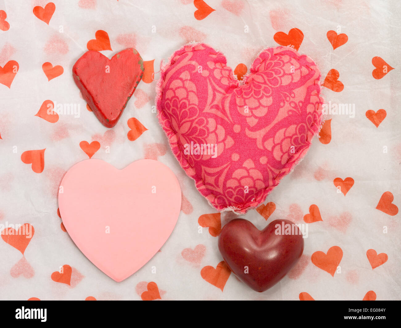 hearts on paper heart background Stock Photo - Alamy