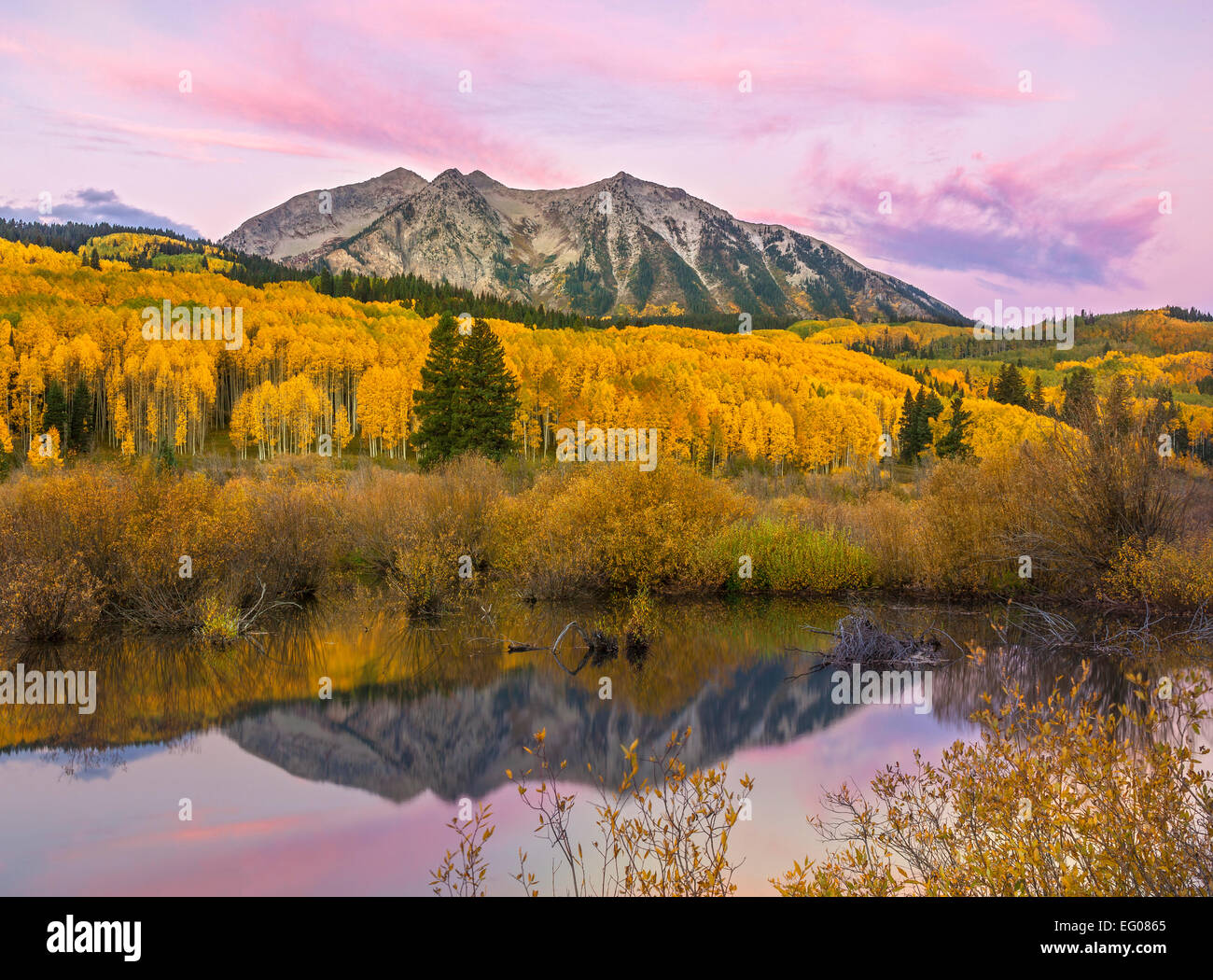Gunnison National Forest, West Elk Mountains, CO: Dawn light on East ...