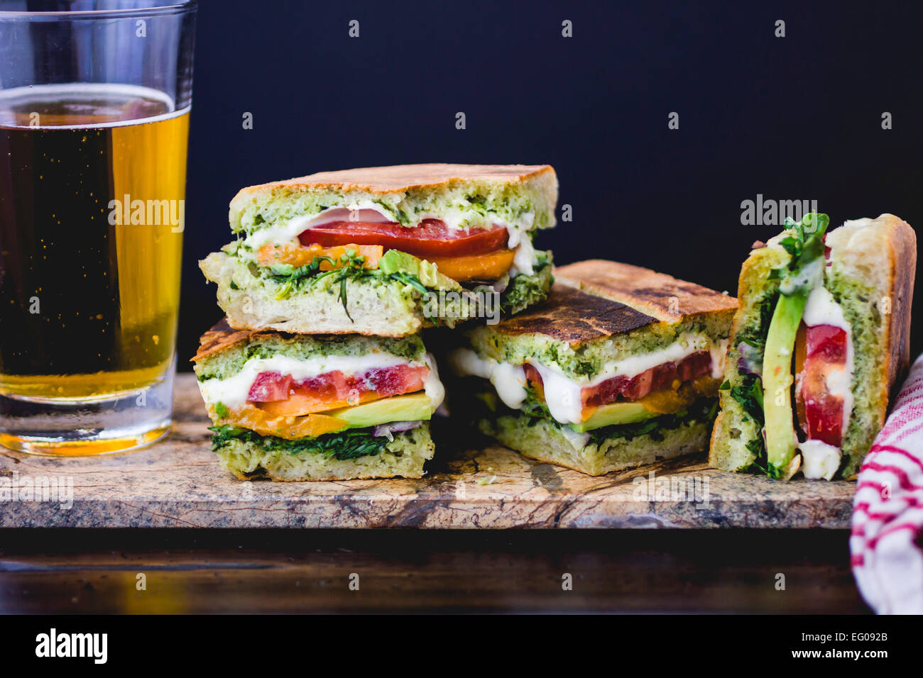 Panini and beer lunch Stock Photo - Alamy