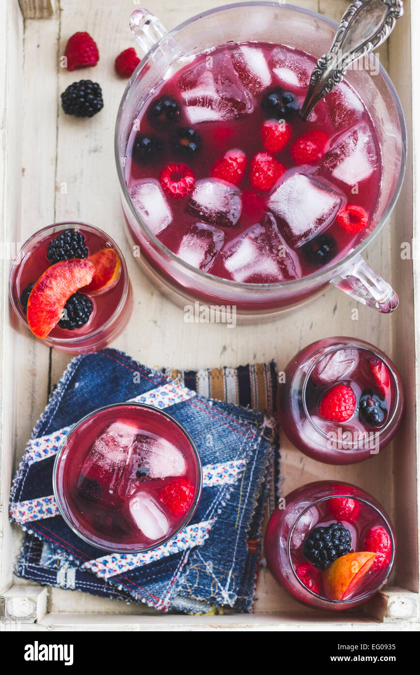 Berry plum rosé sangria Stock Photo - Alamy