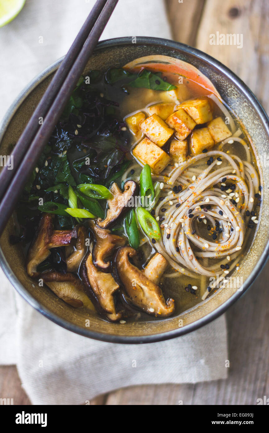 Miso soba noodle soup Stock Photo - Alamy