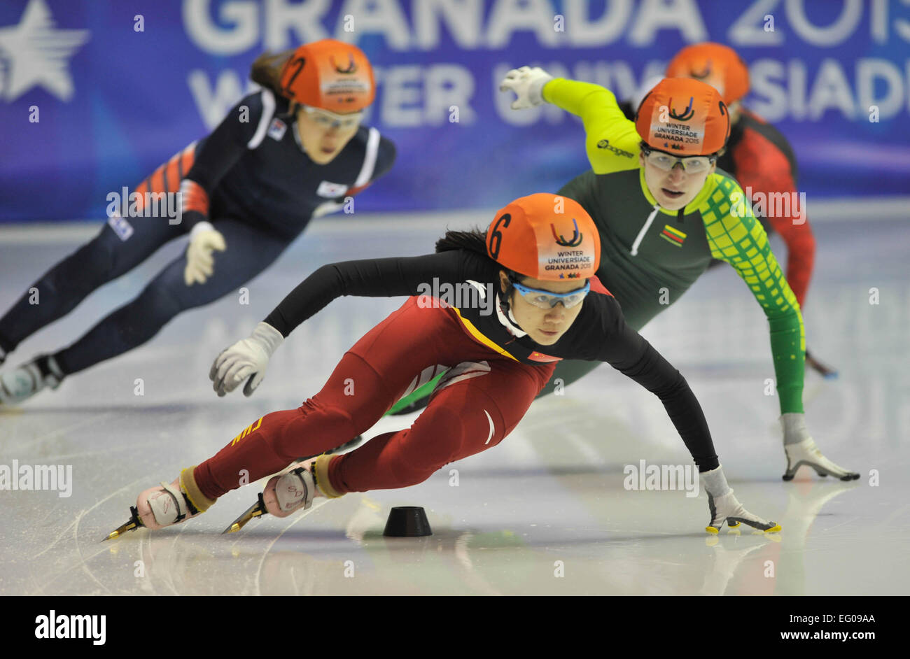 Granada, Spain. 12th Feb, 2015. China's Han Yutong (Front) competes ...