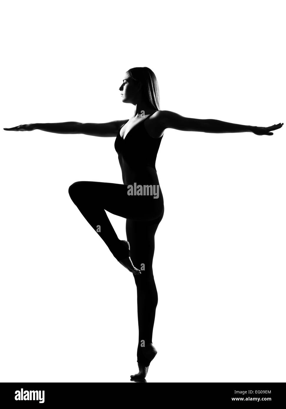 beautiful caucasian tall woman ballet dancer standing pose full length ...