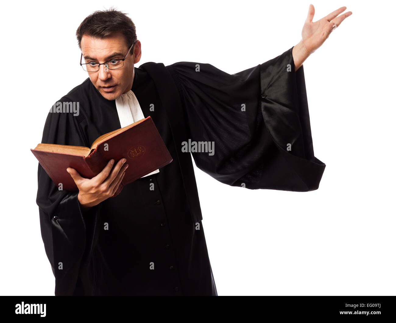 one caucasian lawyer man in studio isolated on white background Stock ...