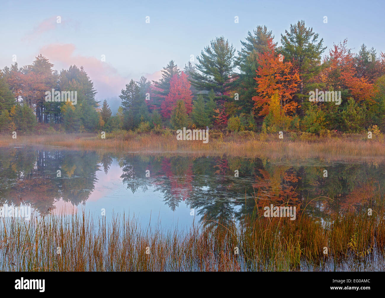 Lake Superior State Forest, Michigan: Dawn reflections on Kingston Lake ...