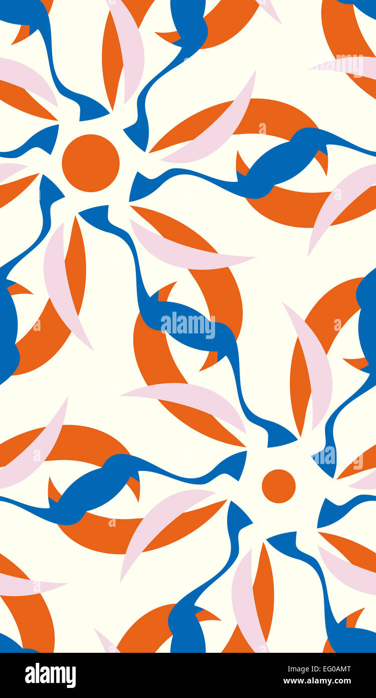 Orange and blue wavy pinwheels in seamless background pattern Stock ...