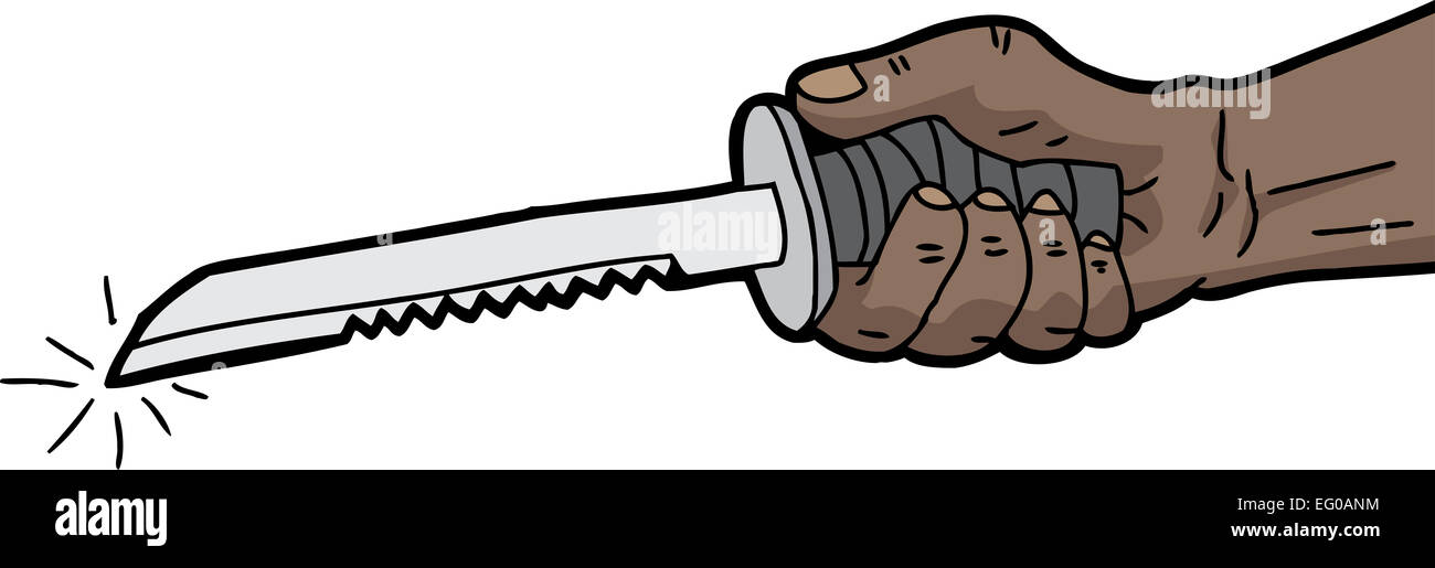 Single hand holding a sharp dagger over white background Stock Photo ...