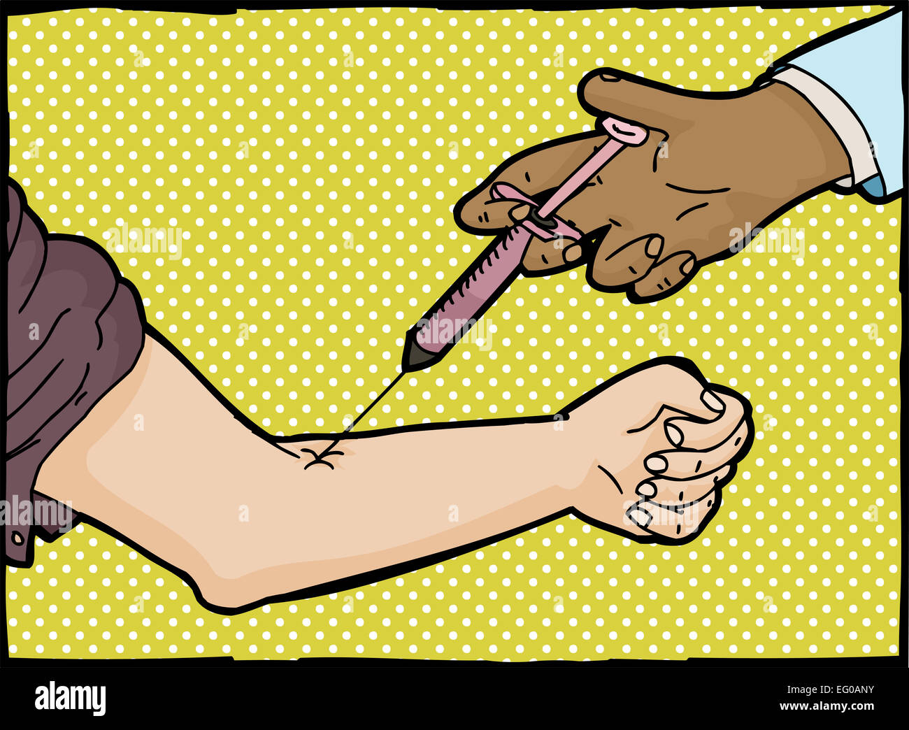 Cartoon of doctor giving person a vaccine Stock Photo - Alamy