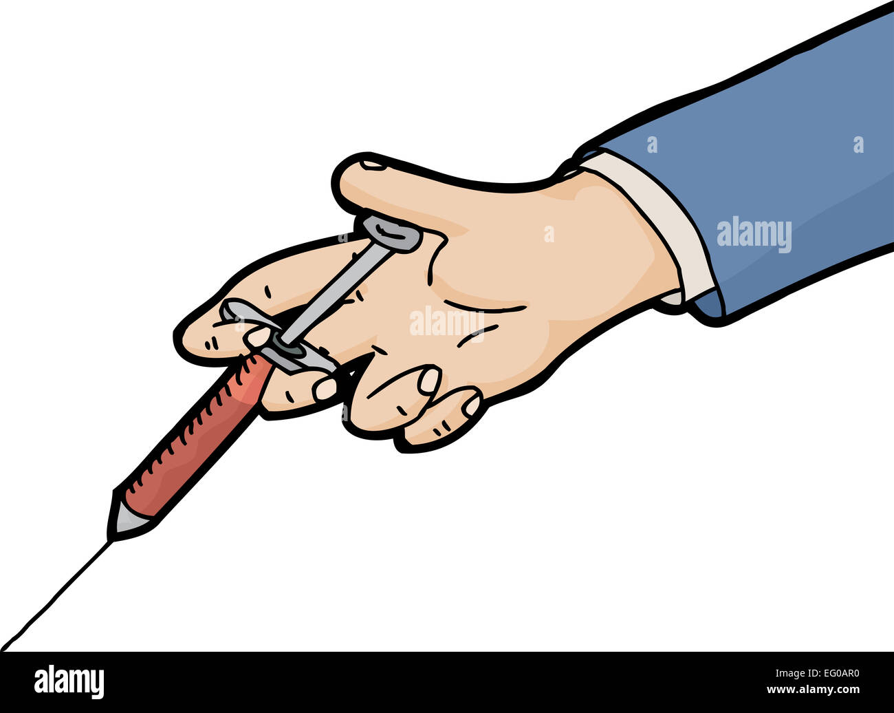 Isolated cartoon of hand using hypodermic needle Stock Photo - Alamy