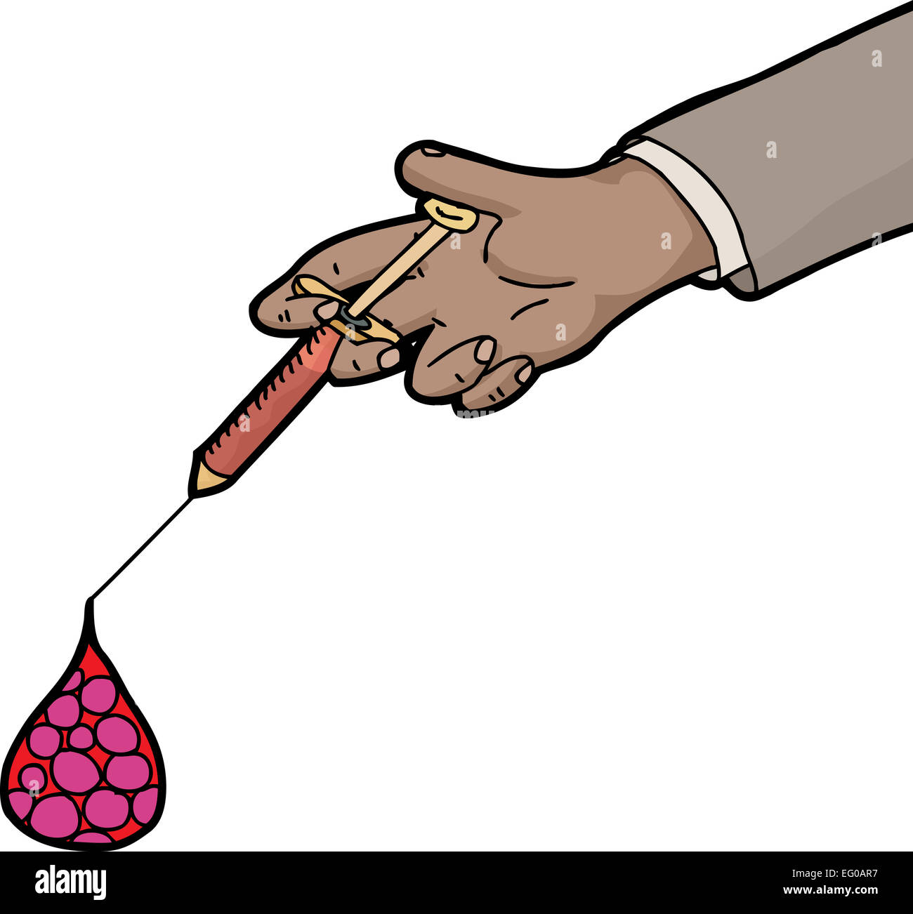 Red blood cells in sample from hypodermic needle Stock Photo - Alamy