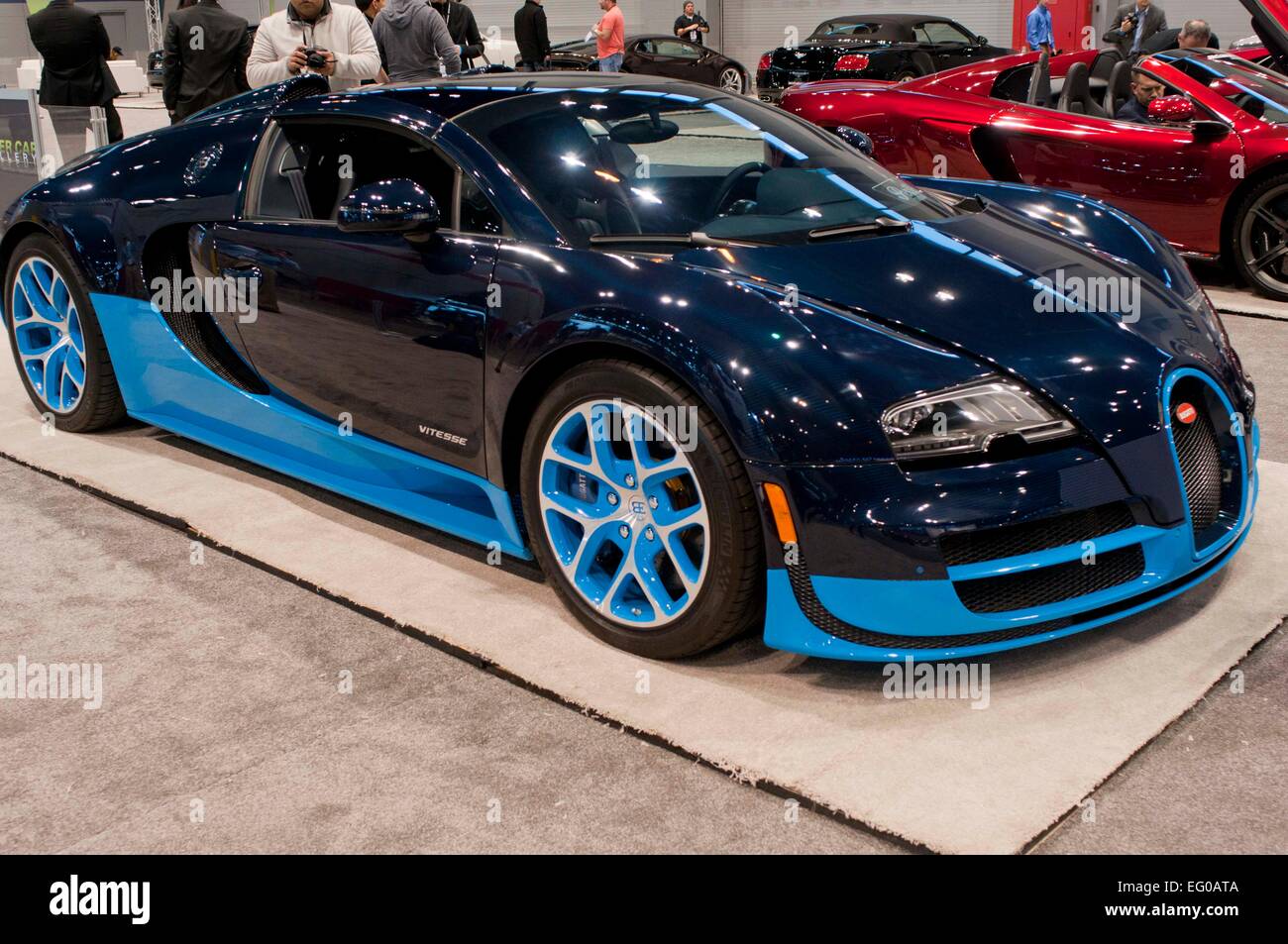 Chicago, USA. 12th Feb, 2015. A Bugatti luxury car is displayed during ...
