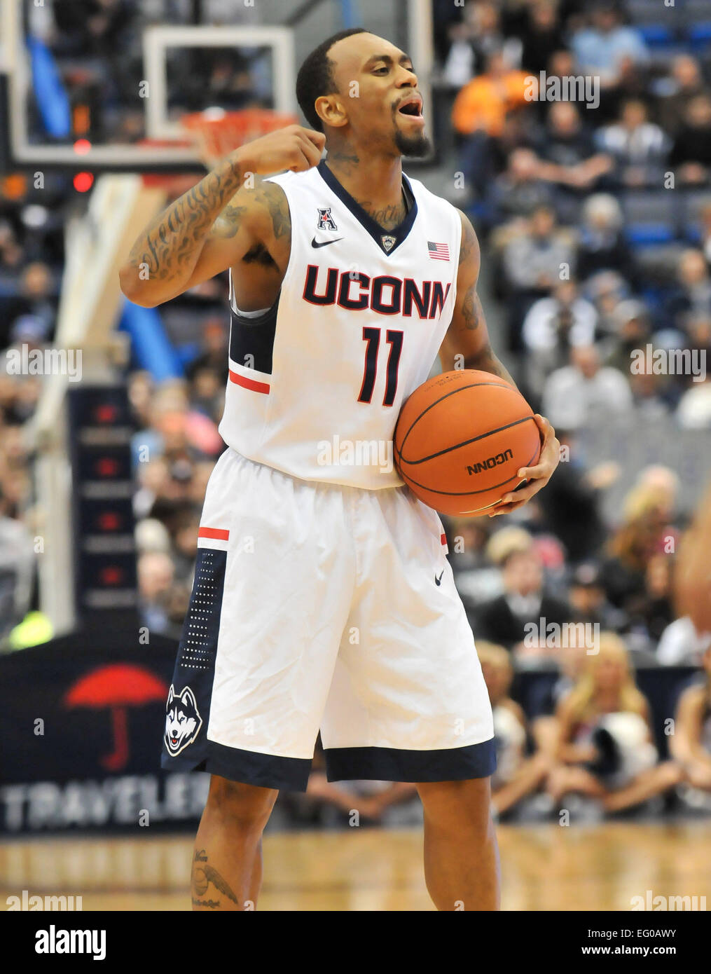 February 12th 2015: Ryan Boatright(11) of Uconn in action during the ...